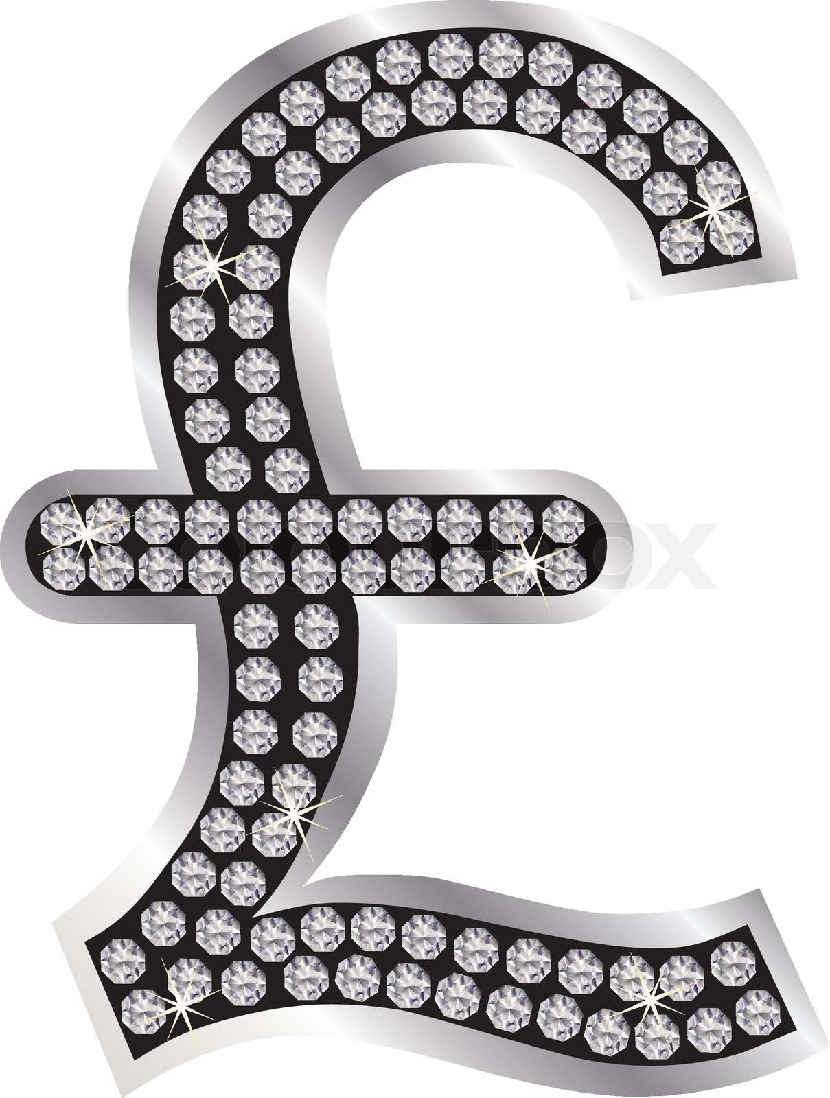 Pound silve sign with diamonds, vector | Stock vector | Colourbox