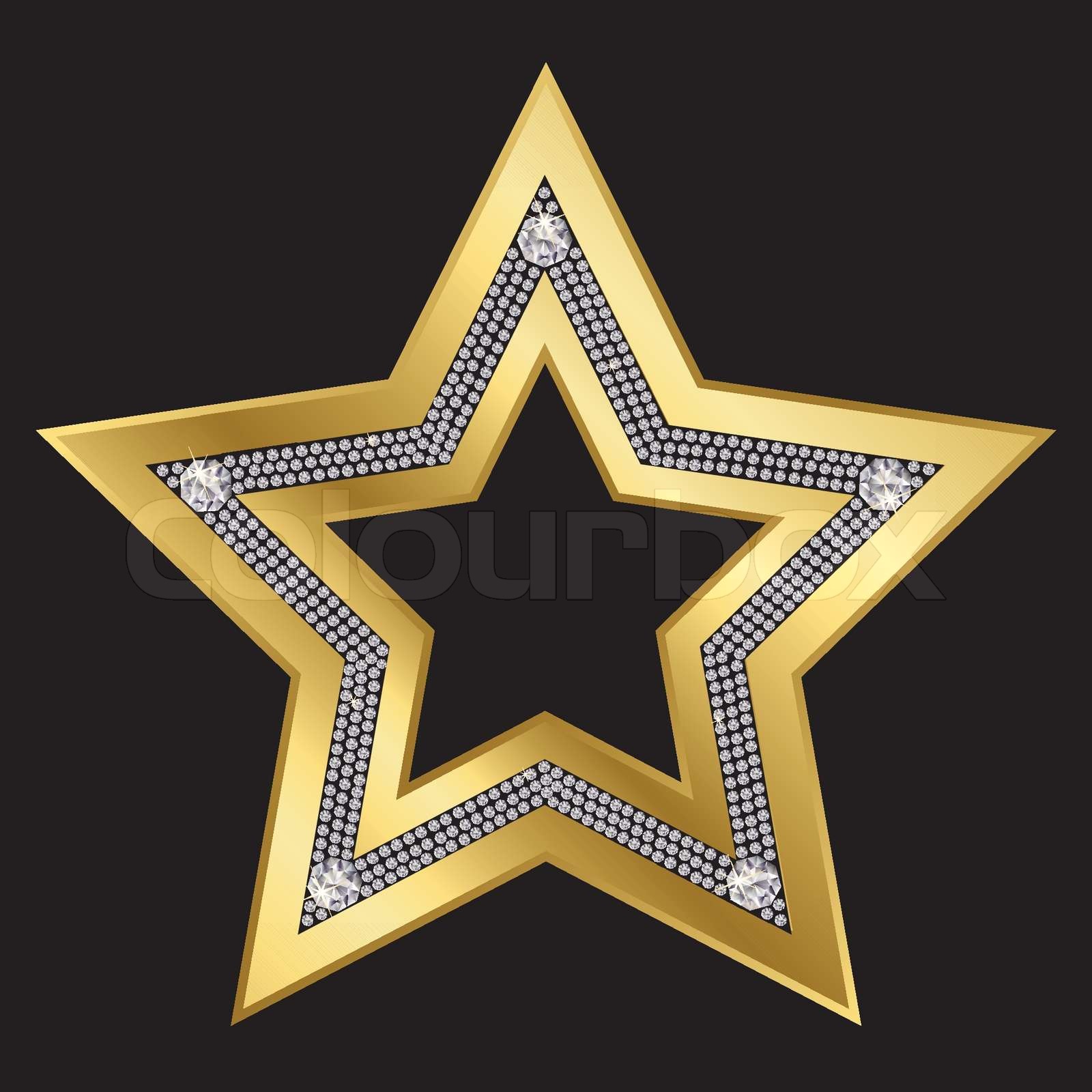 Golden star with diamonds, vector | Stock vector | Colourbox