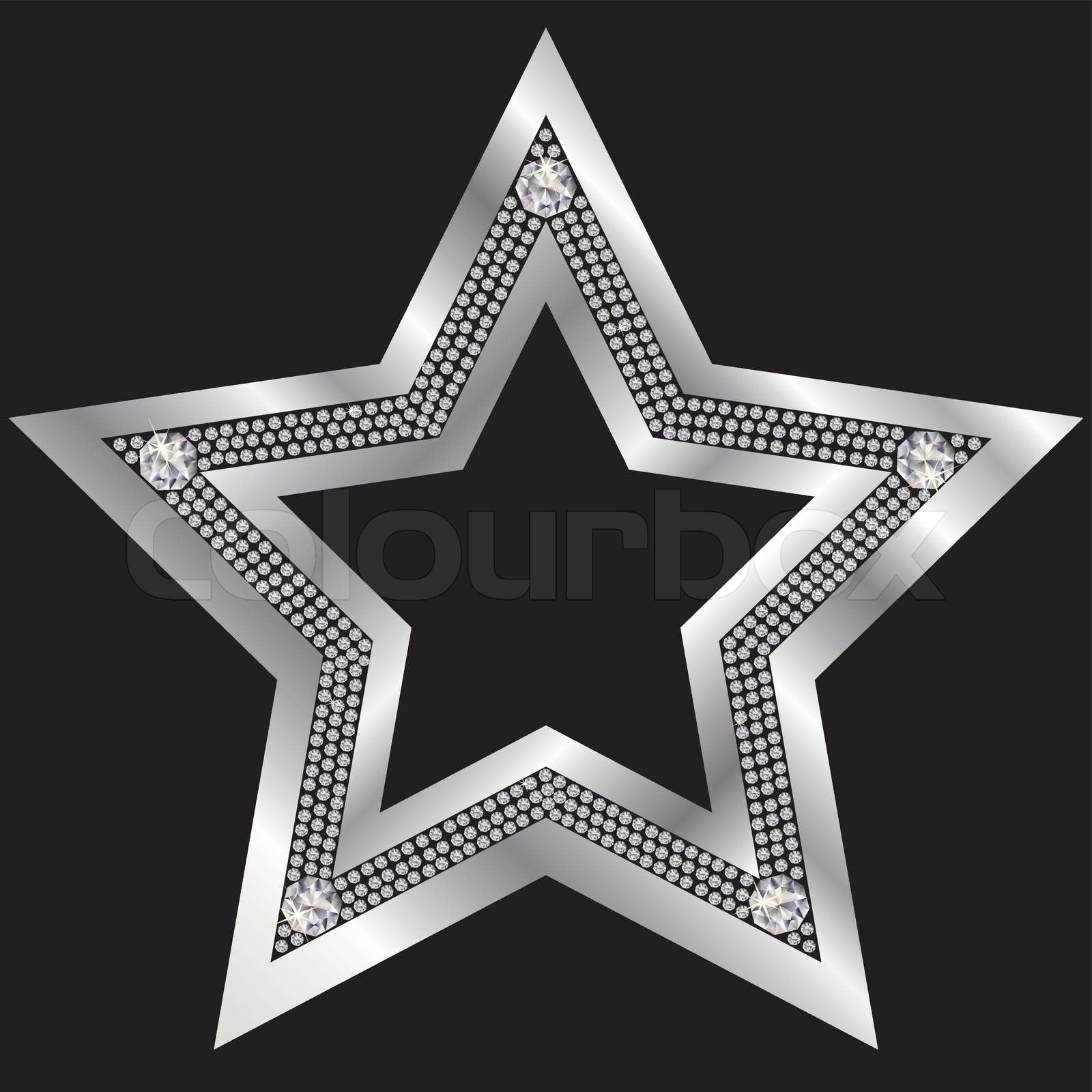 Silver star with diamonds, vector | Stock vector | Colourbox