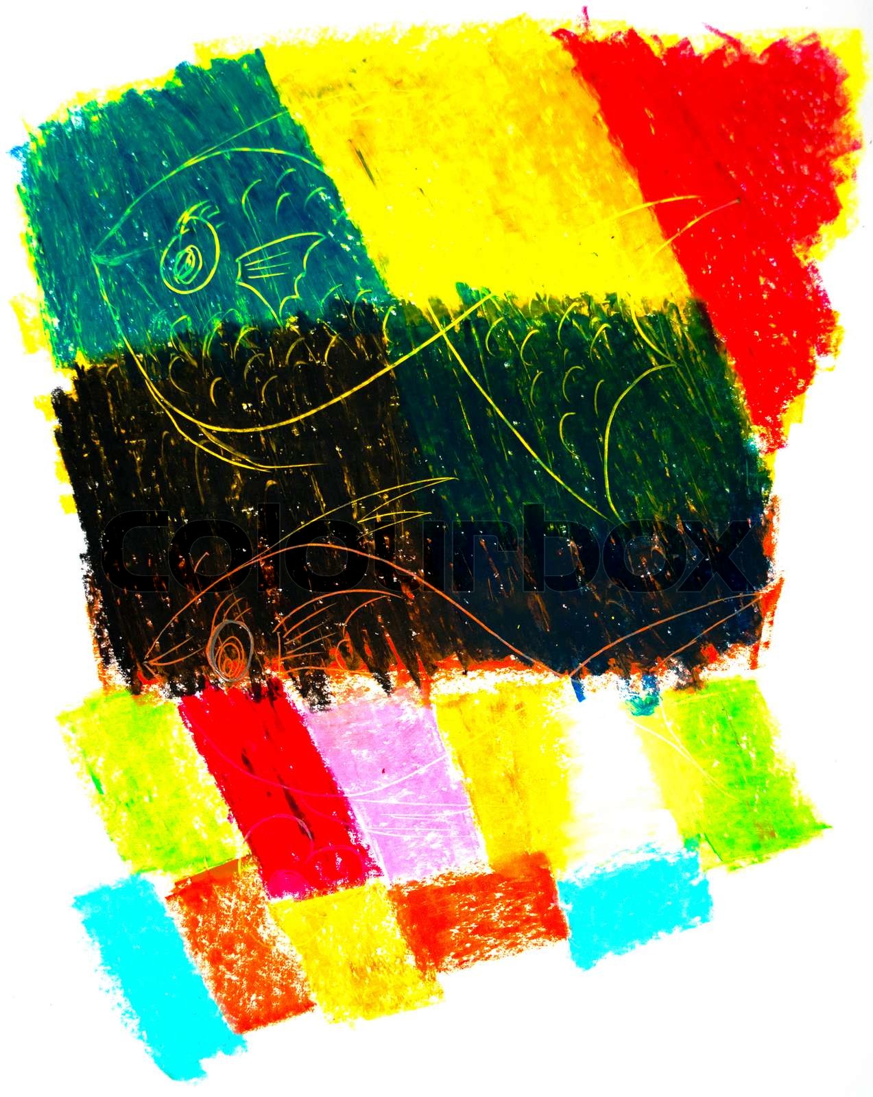 Hand draw practice using oil pastel | Stock image | Colourbox