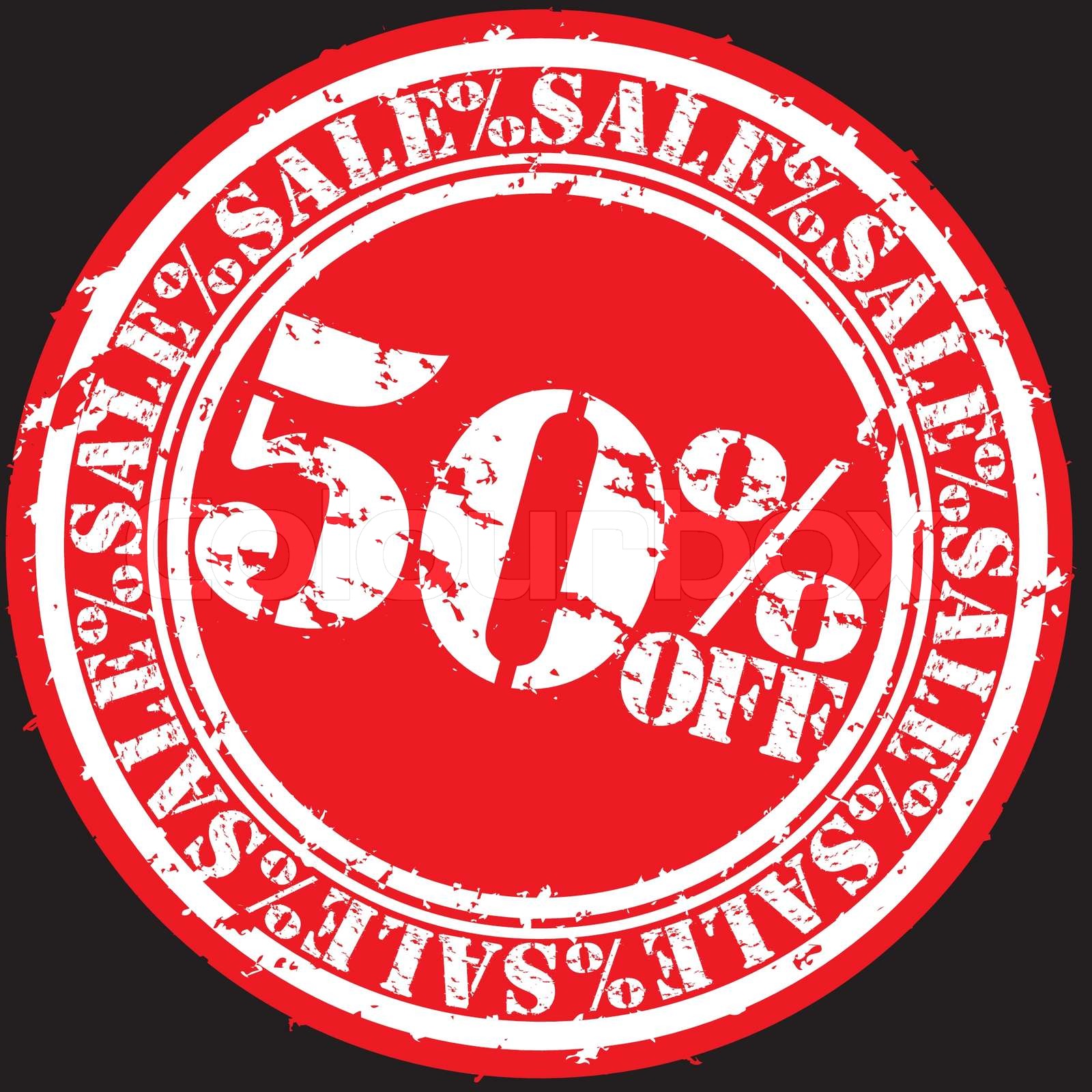 Grunge 50 percent sale off rubber stamp, vector illustration | Stock ... Grunge 50 percent sale off rubber stamp, vector illustration | Stock ...