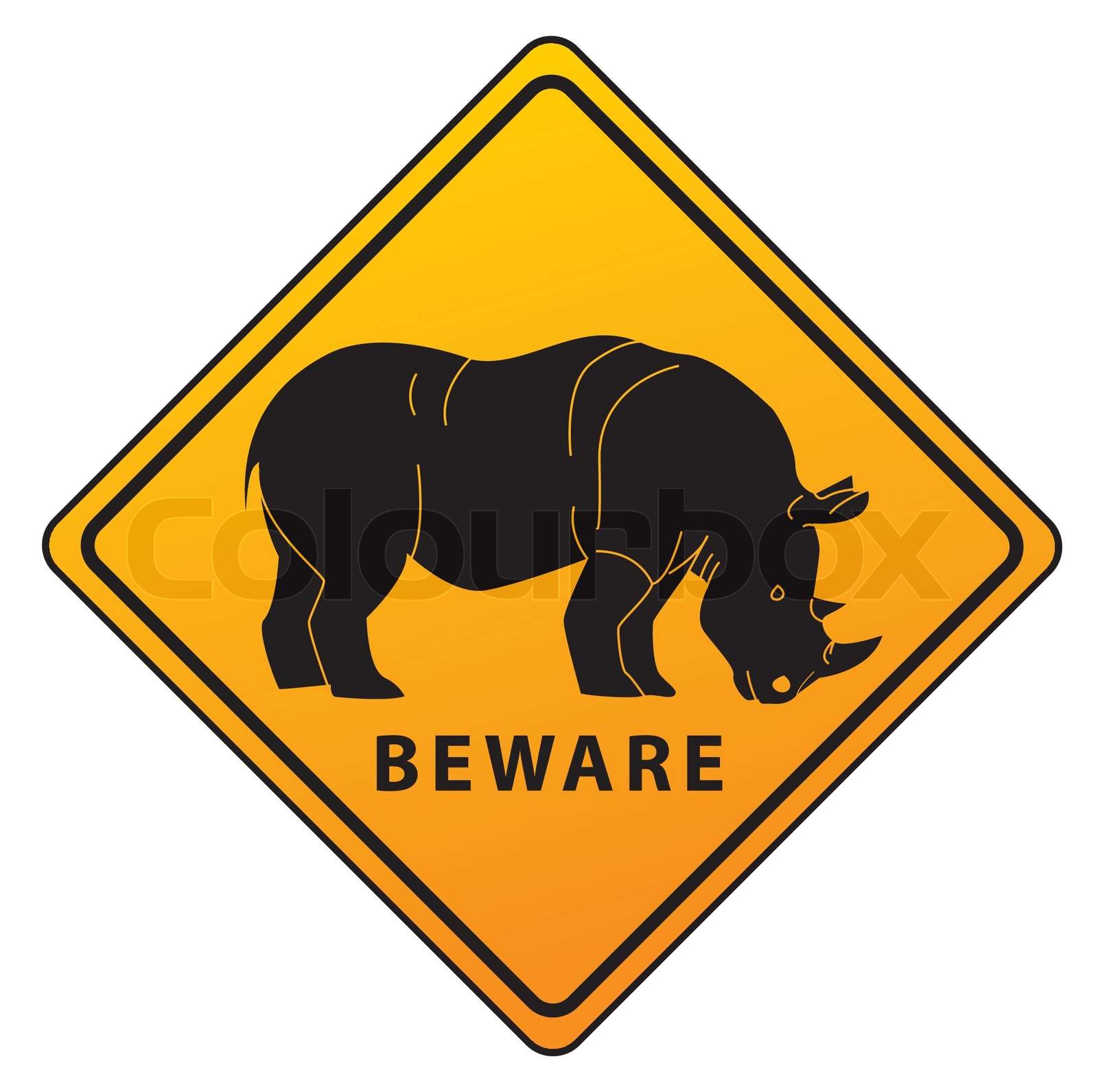 Rhinoceros road sign | Stock vector | Colourbox