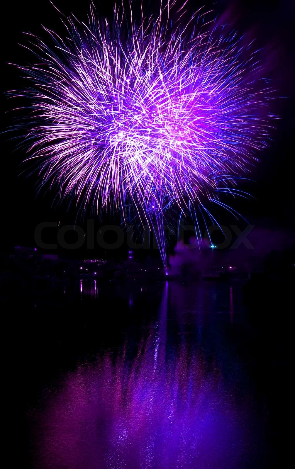 Long Exposure of Purple Fireworks Against a Black Sky | Stock image ...