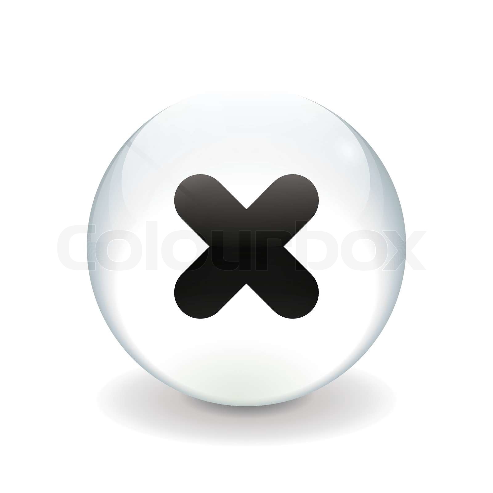 Rund hvid knap - kryds ikon | Stock vektor | Colourbox