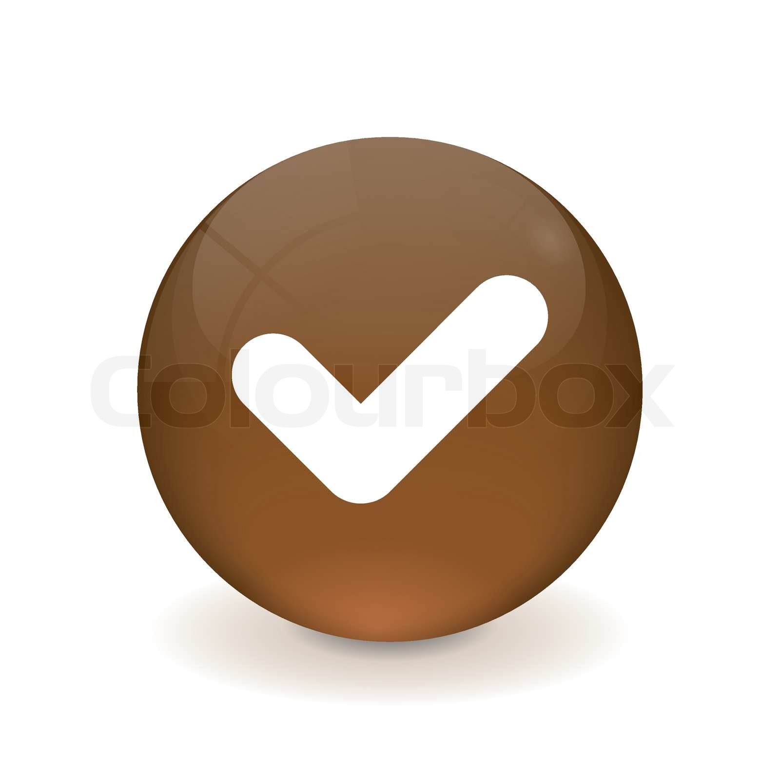 Round brown button - checkmark icon | Stock vector | Colourbox