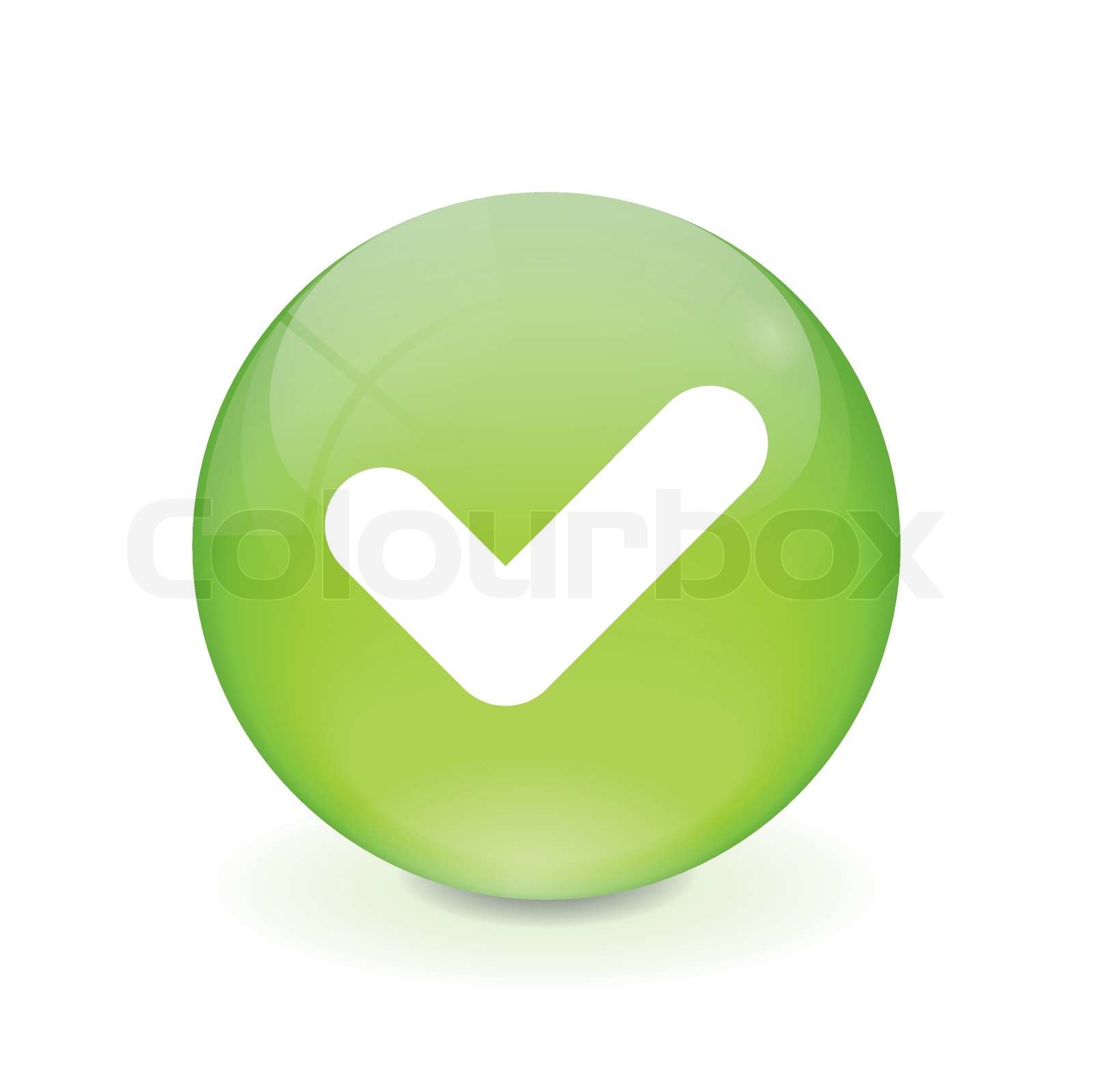 Round light green button - checkmark icon | Stock vector | Colourbox