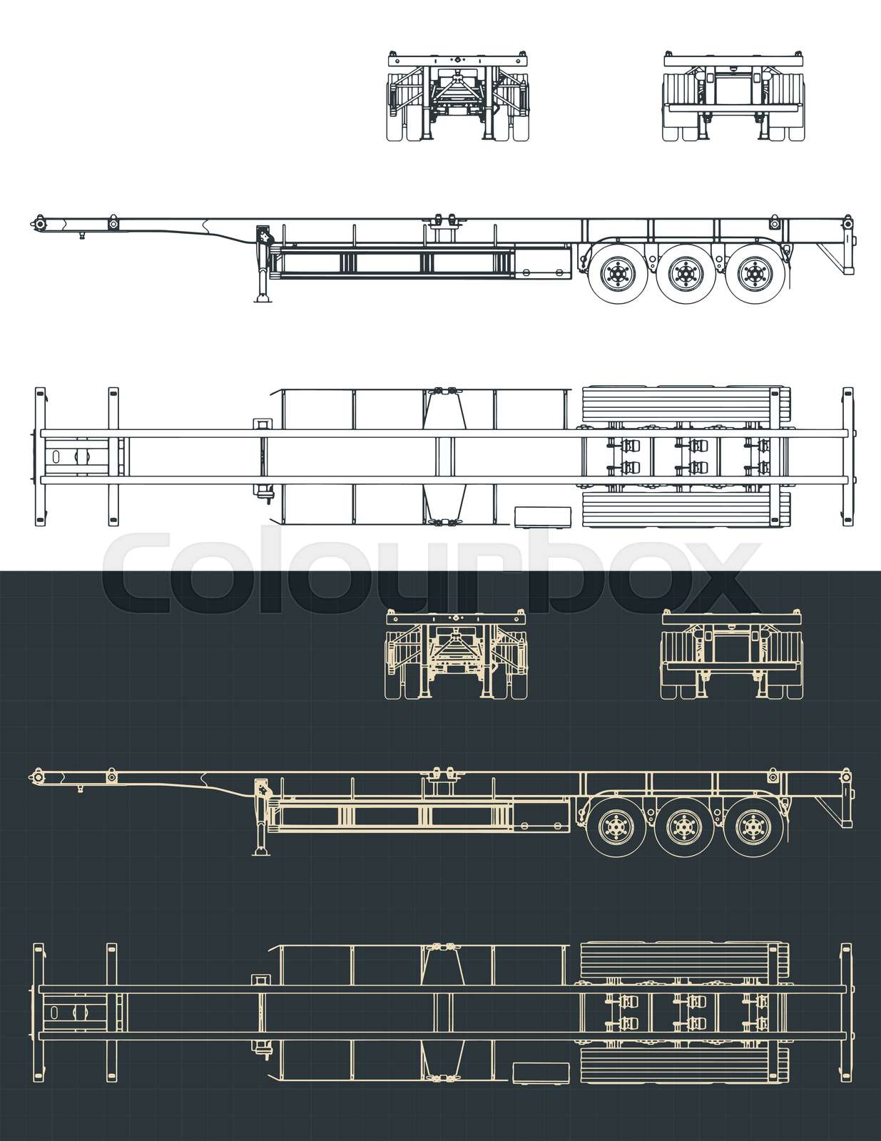 Container trailer blueprints | Stock vector | Colourbox