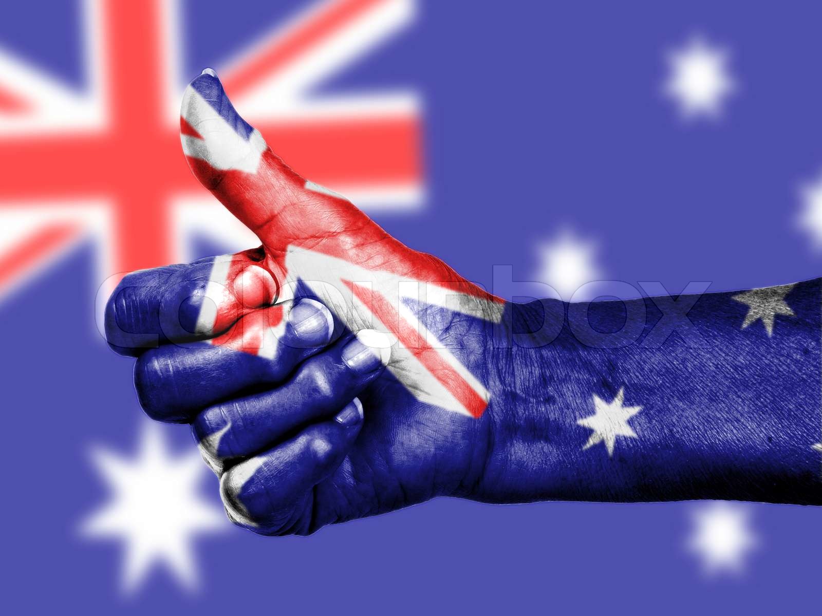Australske flag på thumbs up hånd | Stock foto | Colourbox