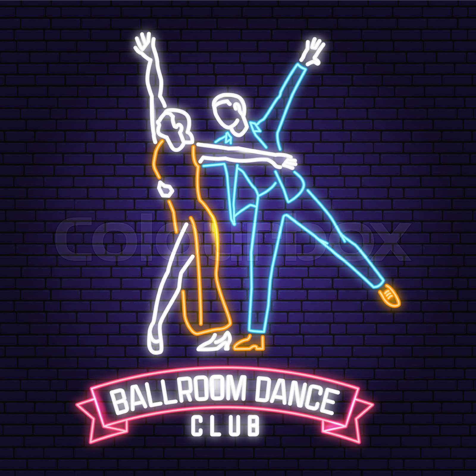 Ballroom dance sport club Bright Neon Sign. Dance sport neon emblem ...