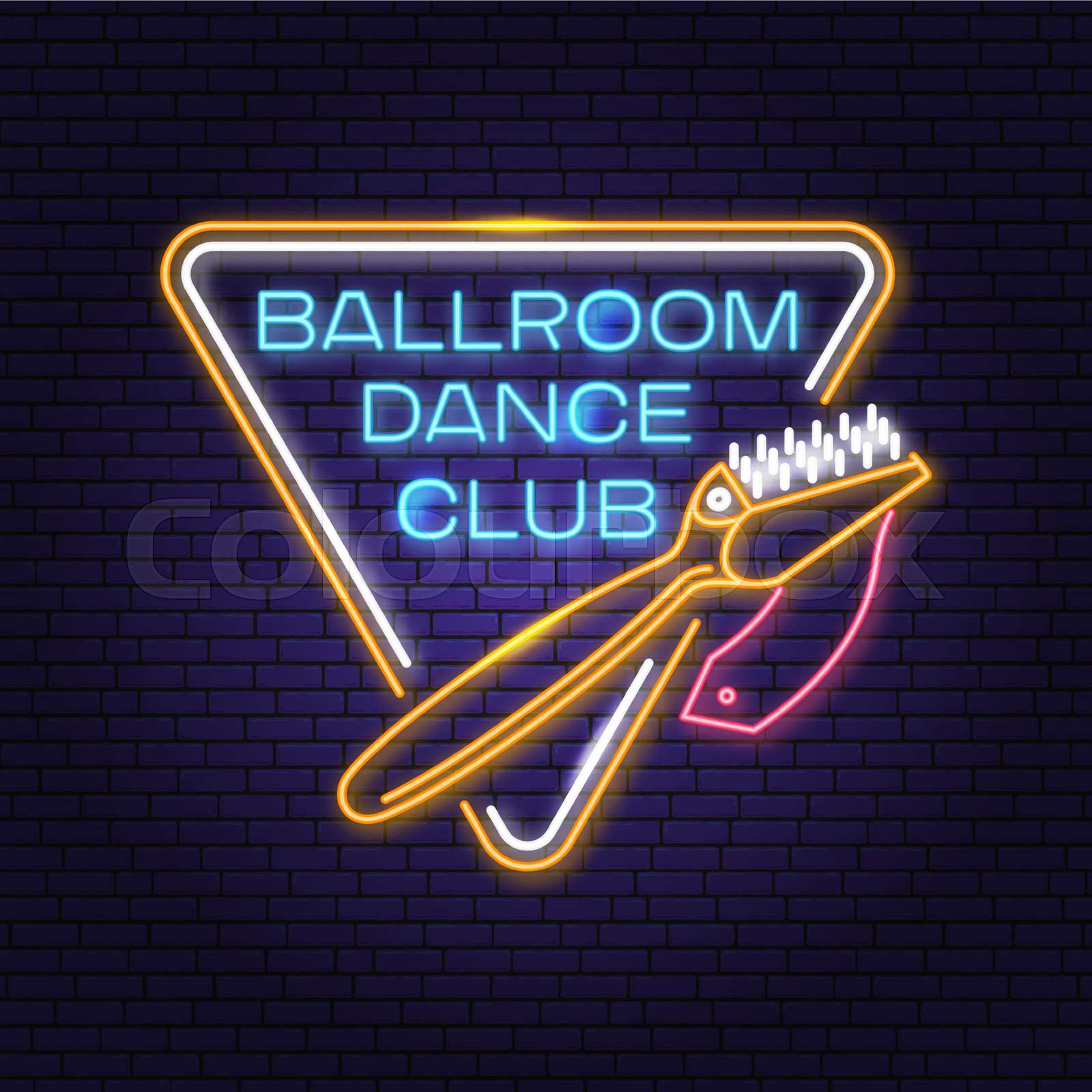 Ballroom dance sport club Bright Neon Sign. Concept for shirt or logo ...
