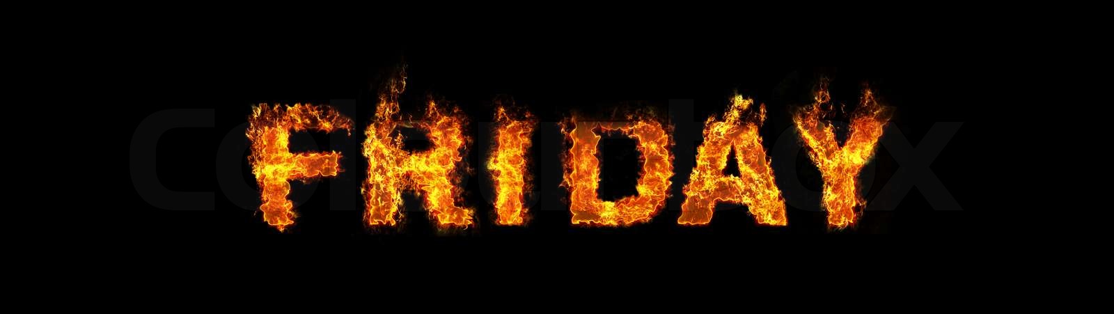 Friday text on fire | Stock image | Colourbox