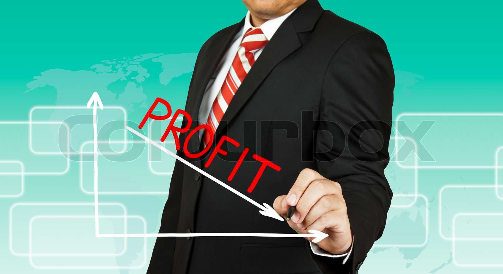 Businessman drawing a graph with Profit going down | Stock image ...