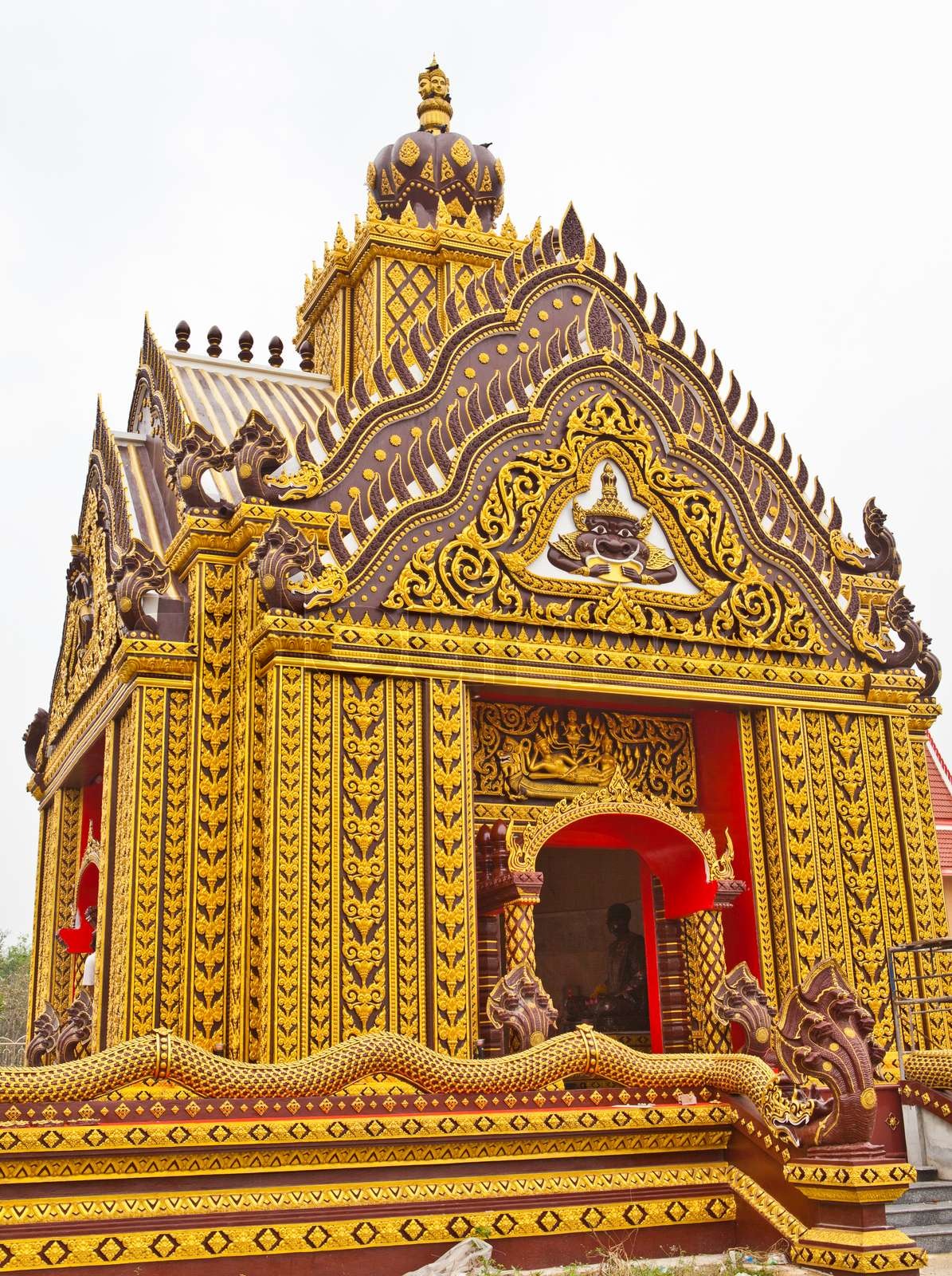 Detail of ornately decorated temple roof | Stock image | Colourbox