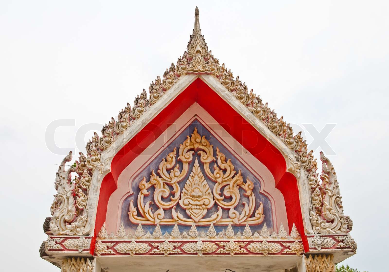 Detail of ornately decorated temple roof | Stock image | Colourbox