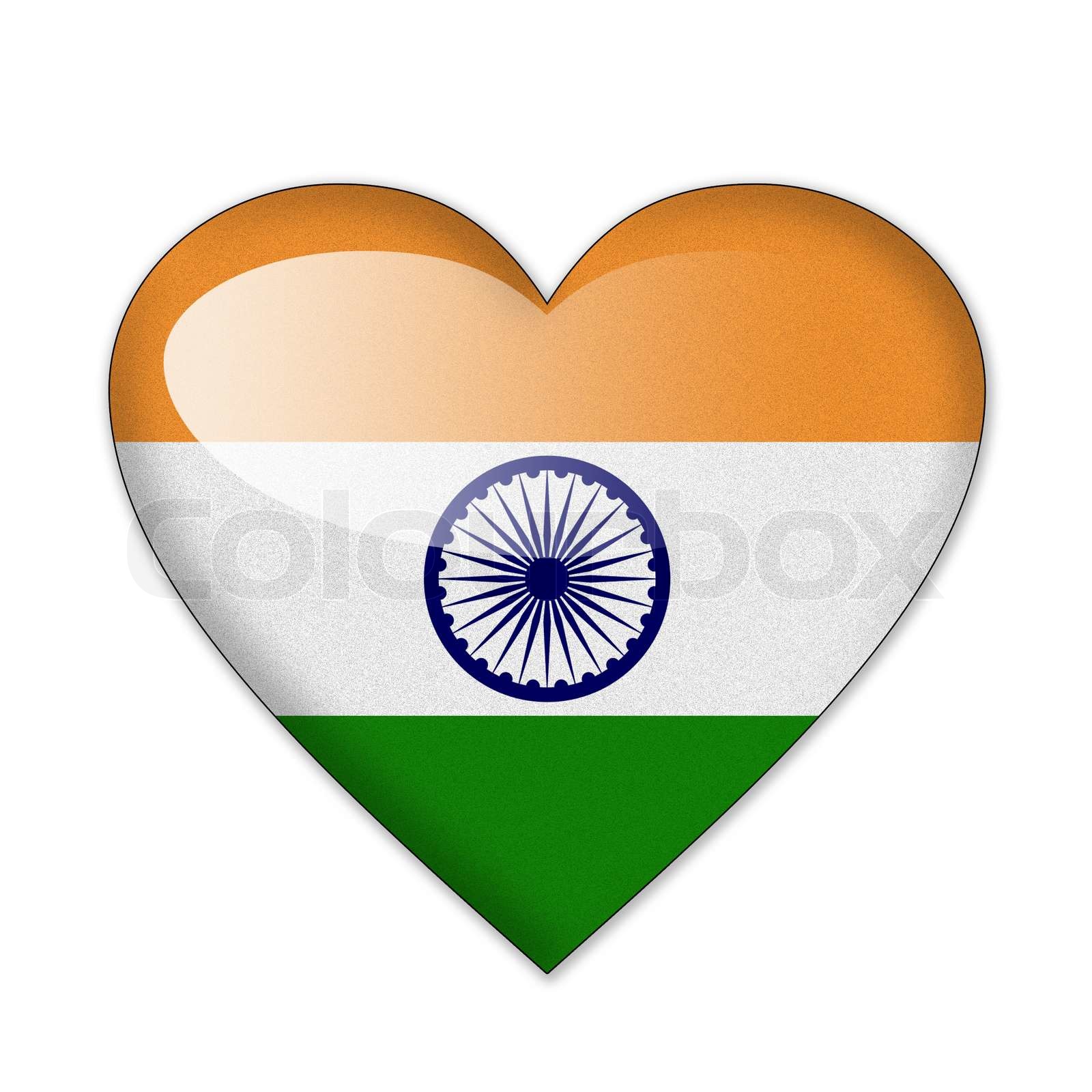 India flag in heart shape isolated on white background | Stock image ...