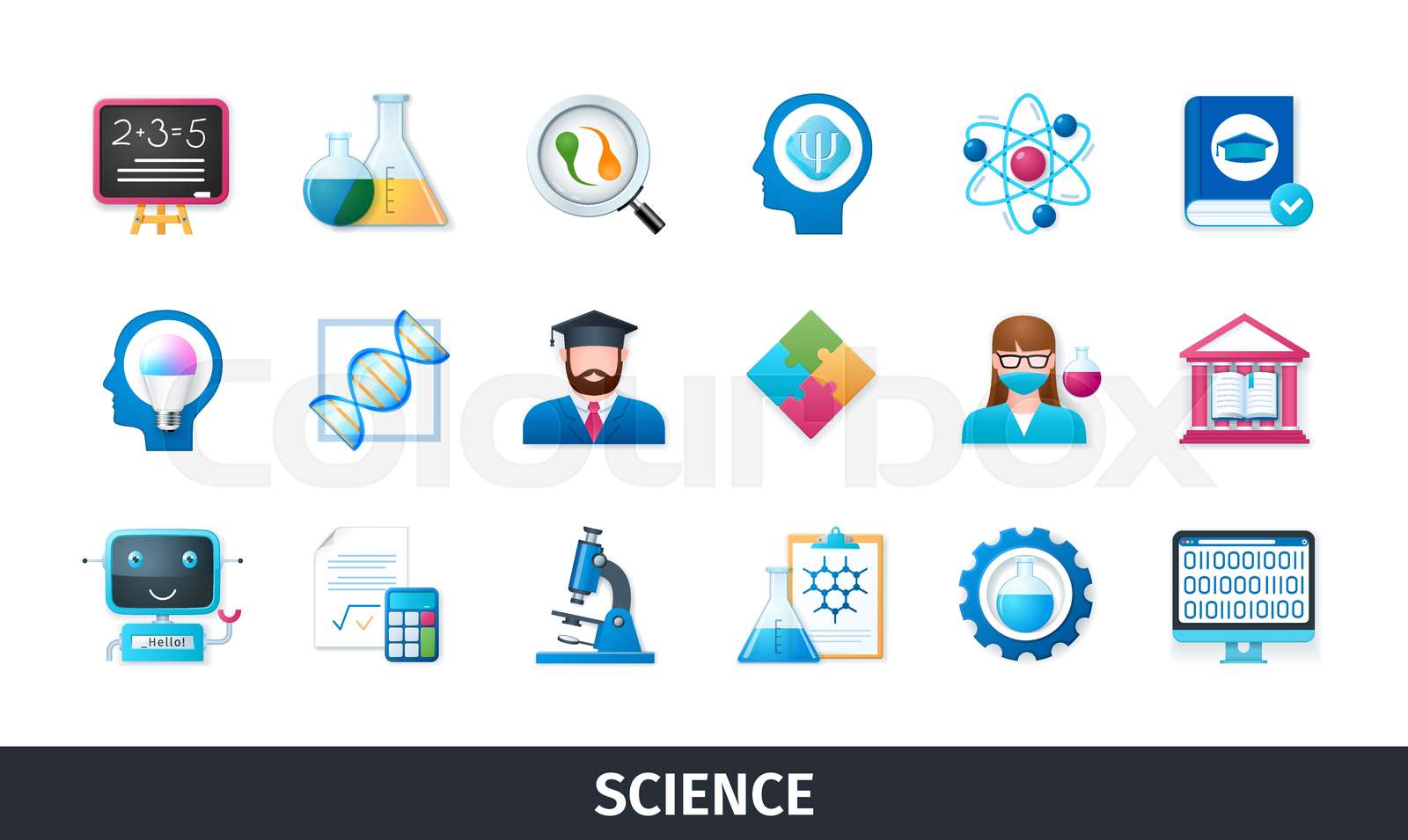 science 3d icons set | Stock vector | Colourbox