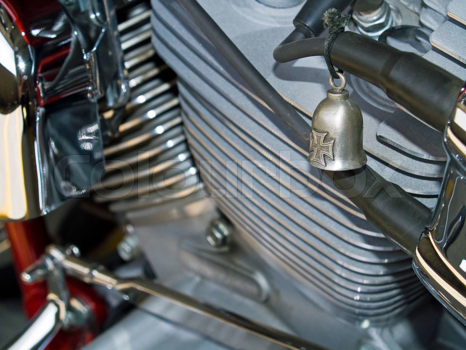 Stationary Motorcycle Details taken when Parked Under Cover | Stock ...