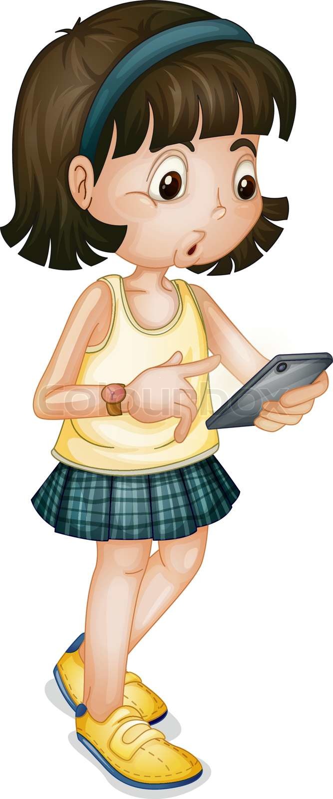 girl with phone | Stock vector | Colourbox