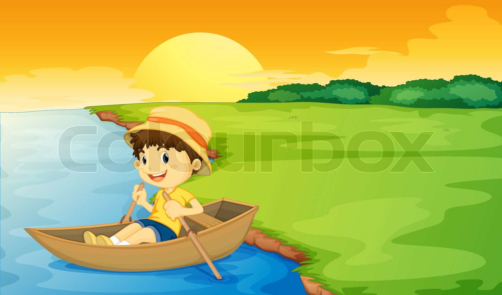 Boy in a boat | Stock vector | Colourbox