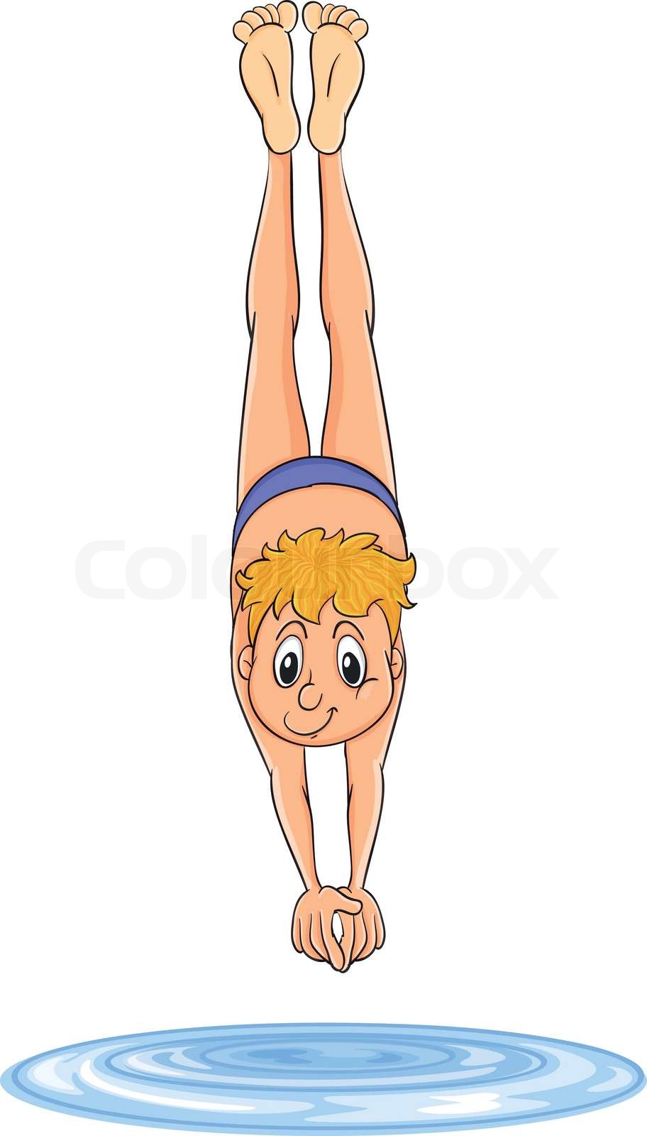 a boy diving into water | Stock vector | Colourbox