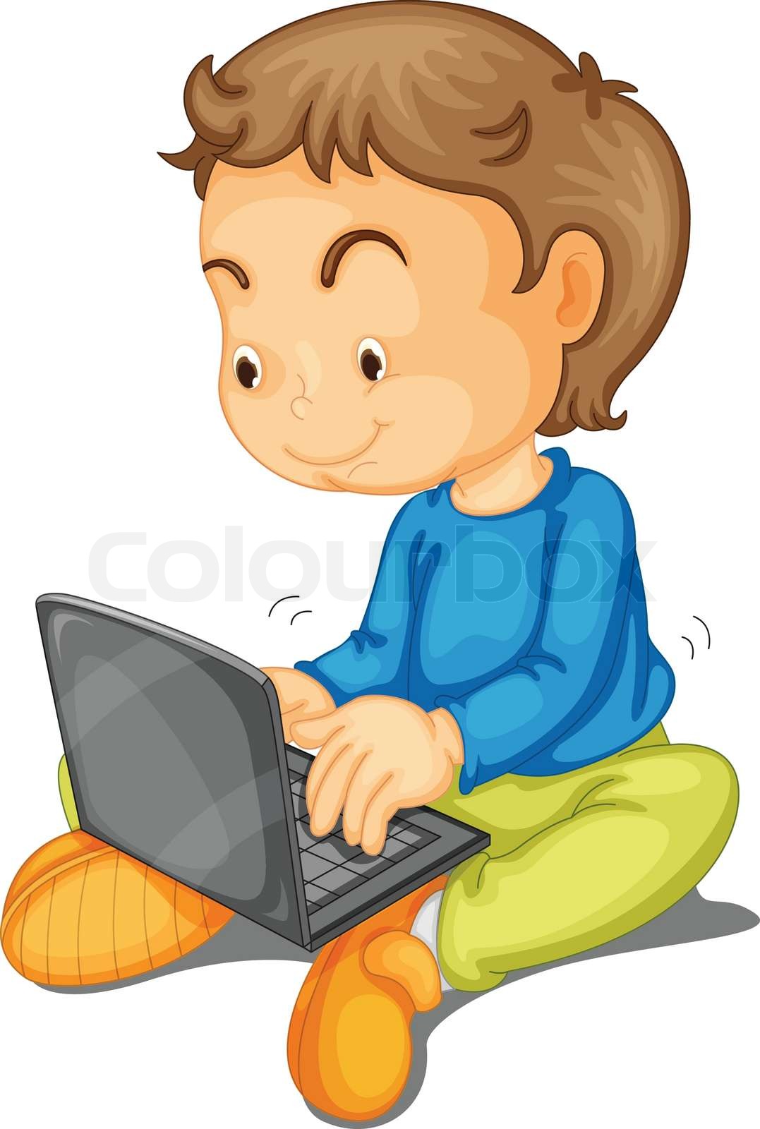 a boy with laptop | Stock vector | Colourbox