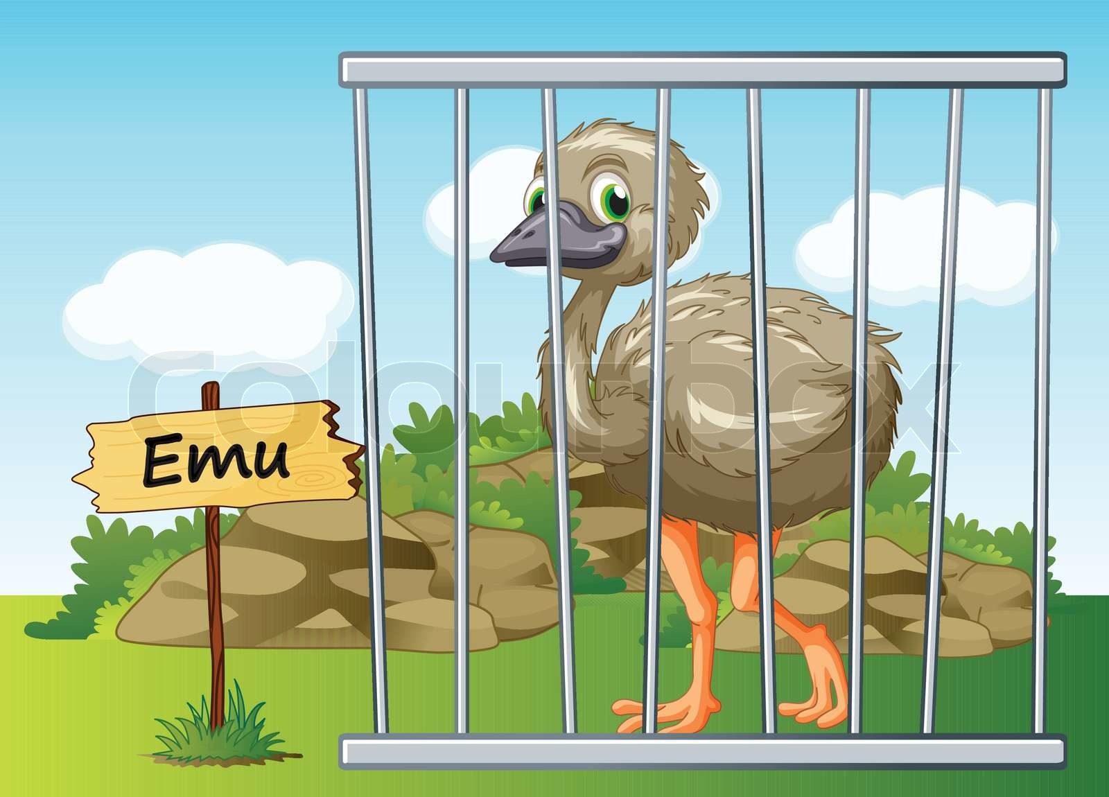 emu in cage | Stock vector | Colourbox