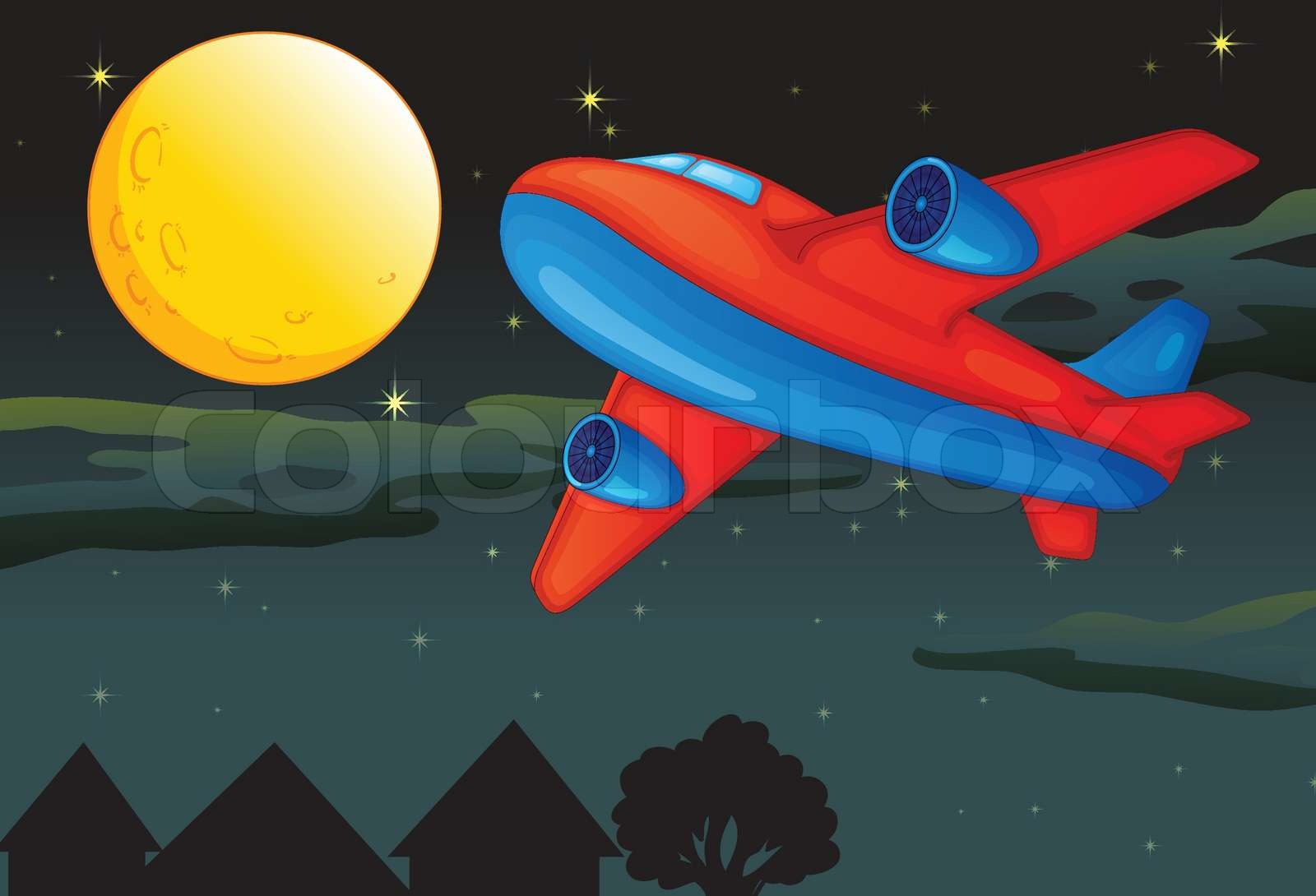 a moon and airplane | Stock vector | Colourbox