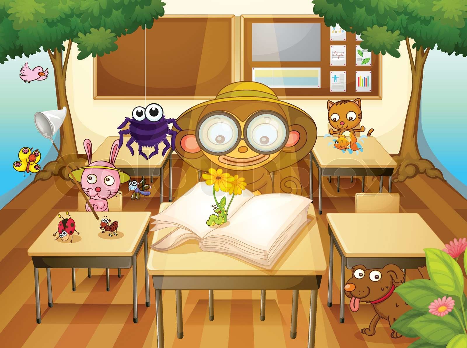 animals in classroom | Stock vector | Colourbox