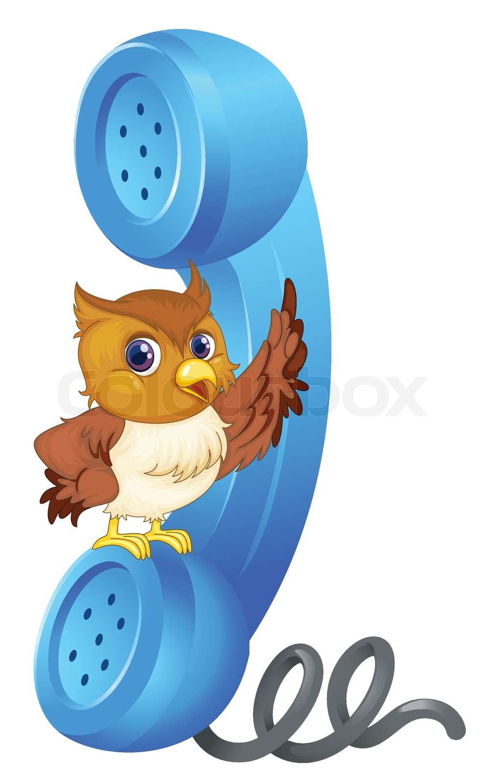 Owl and phone receiver | Stock vector | Colourbox