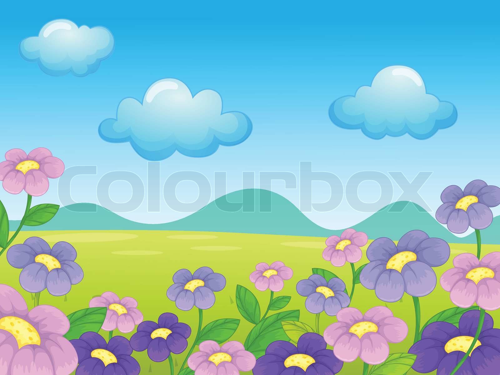 Cartoon Field Of Flowers
