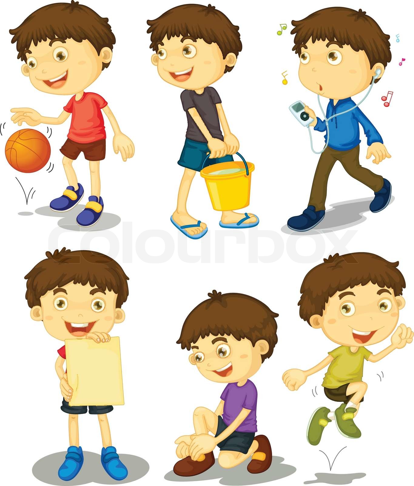 Boy in five poses | Stock vector | Colourbox
