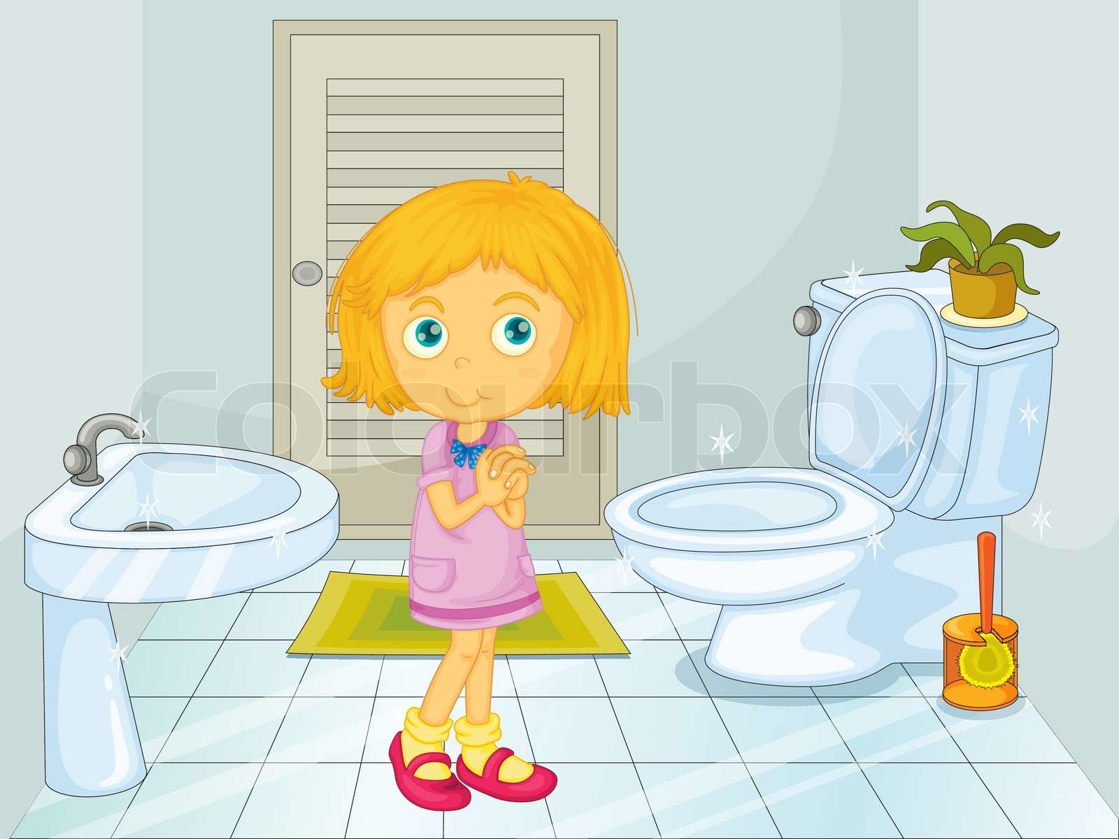 Girl in the bathroom | Stock vector | Colourbox
