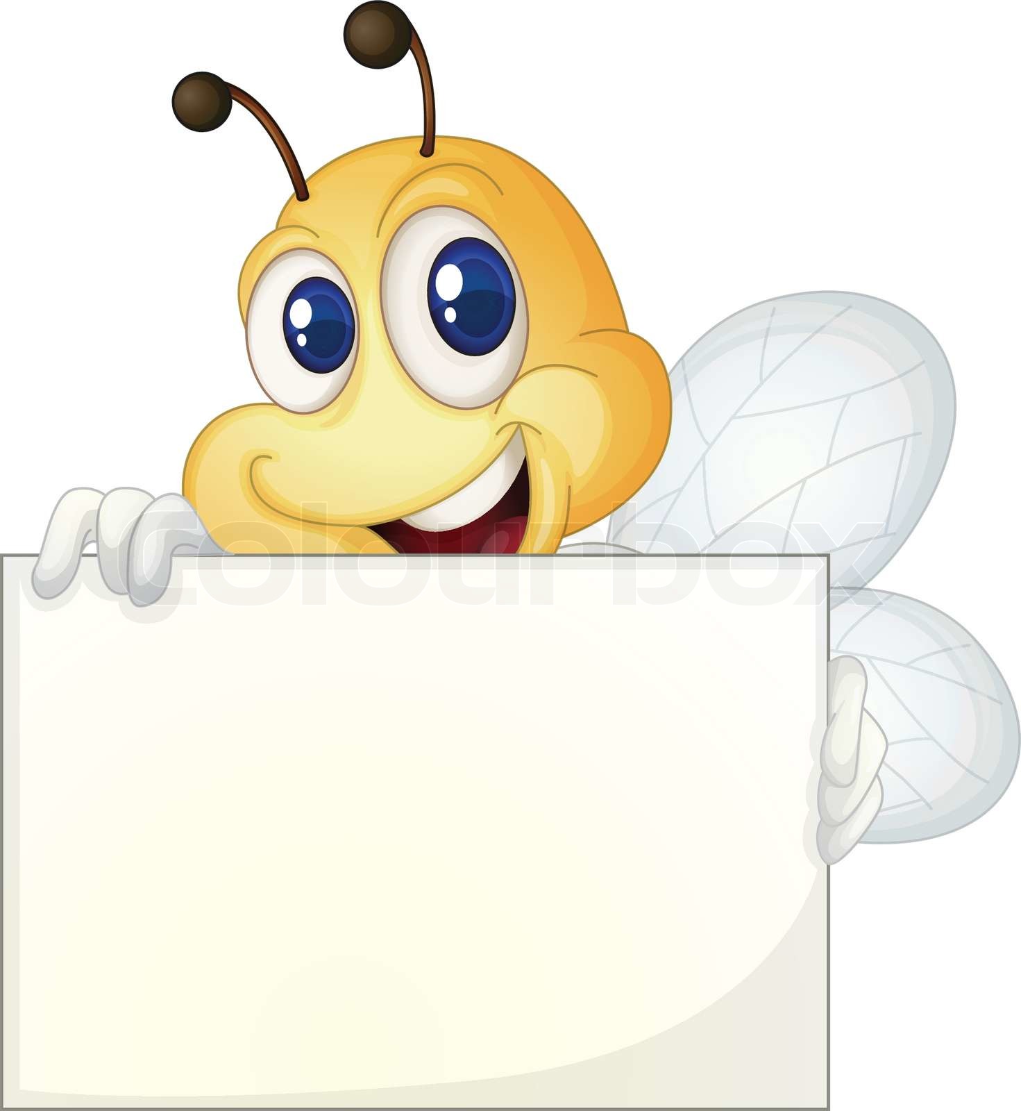 Bee with sign | Stock vector | Colourbox