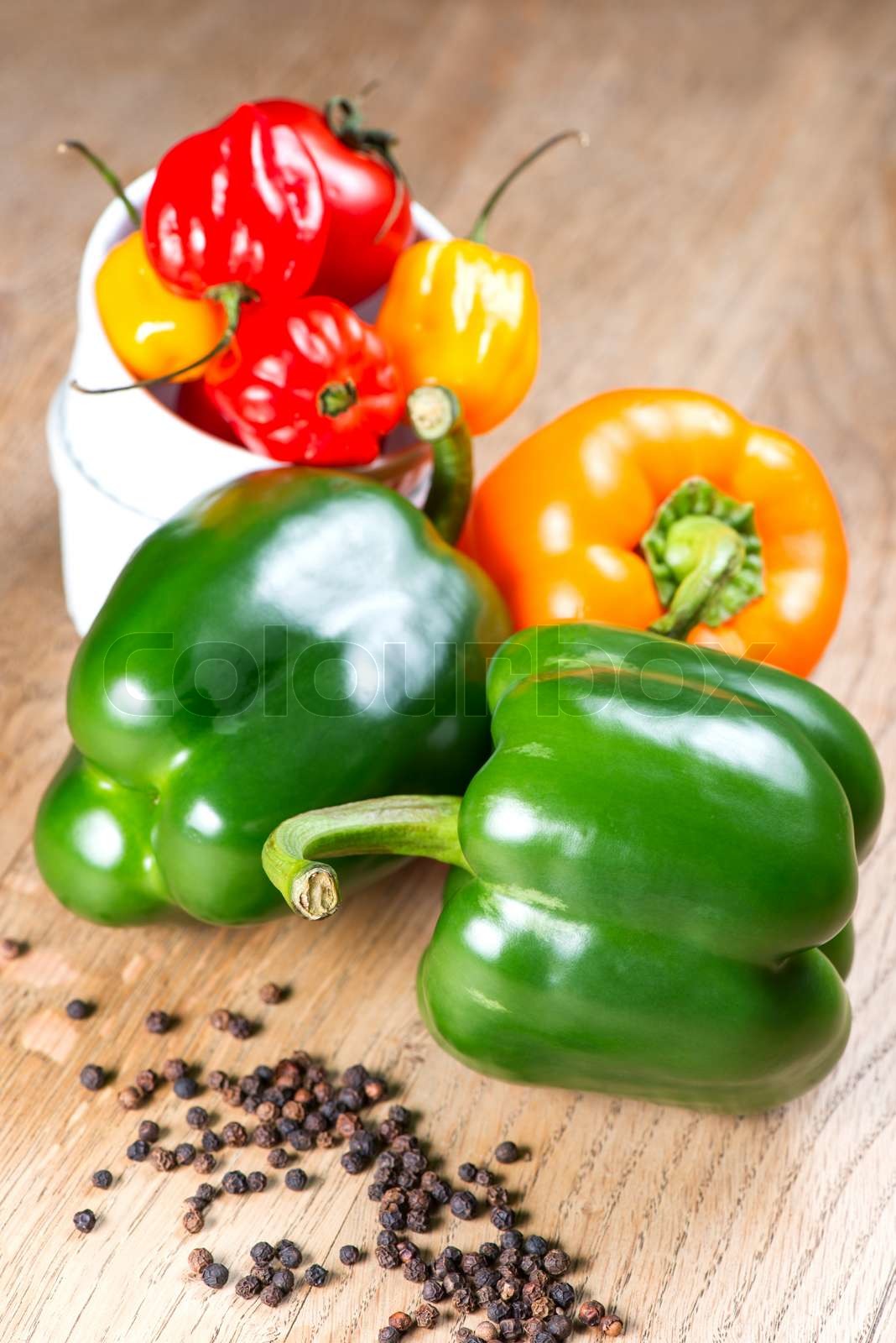 Peppers on table | Stock image | Colourbox