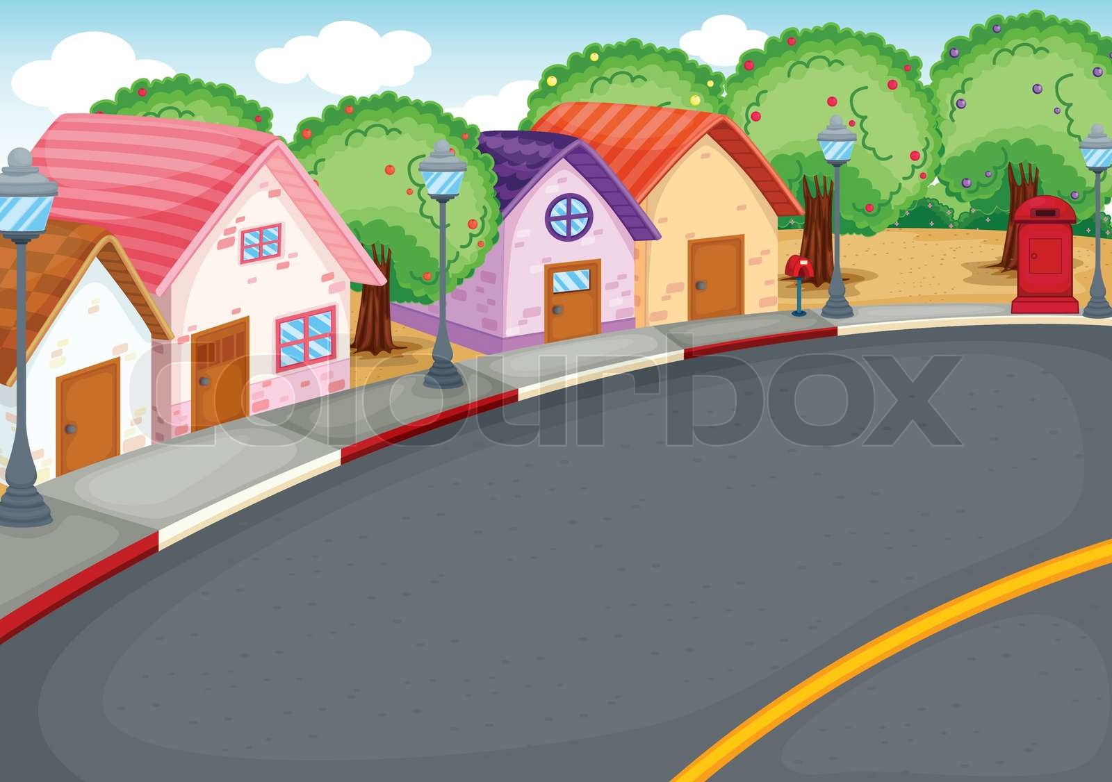 Group of houses on street | Stock vector | Colourbox