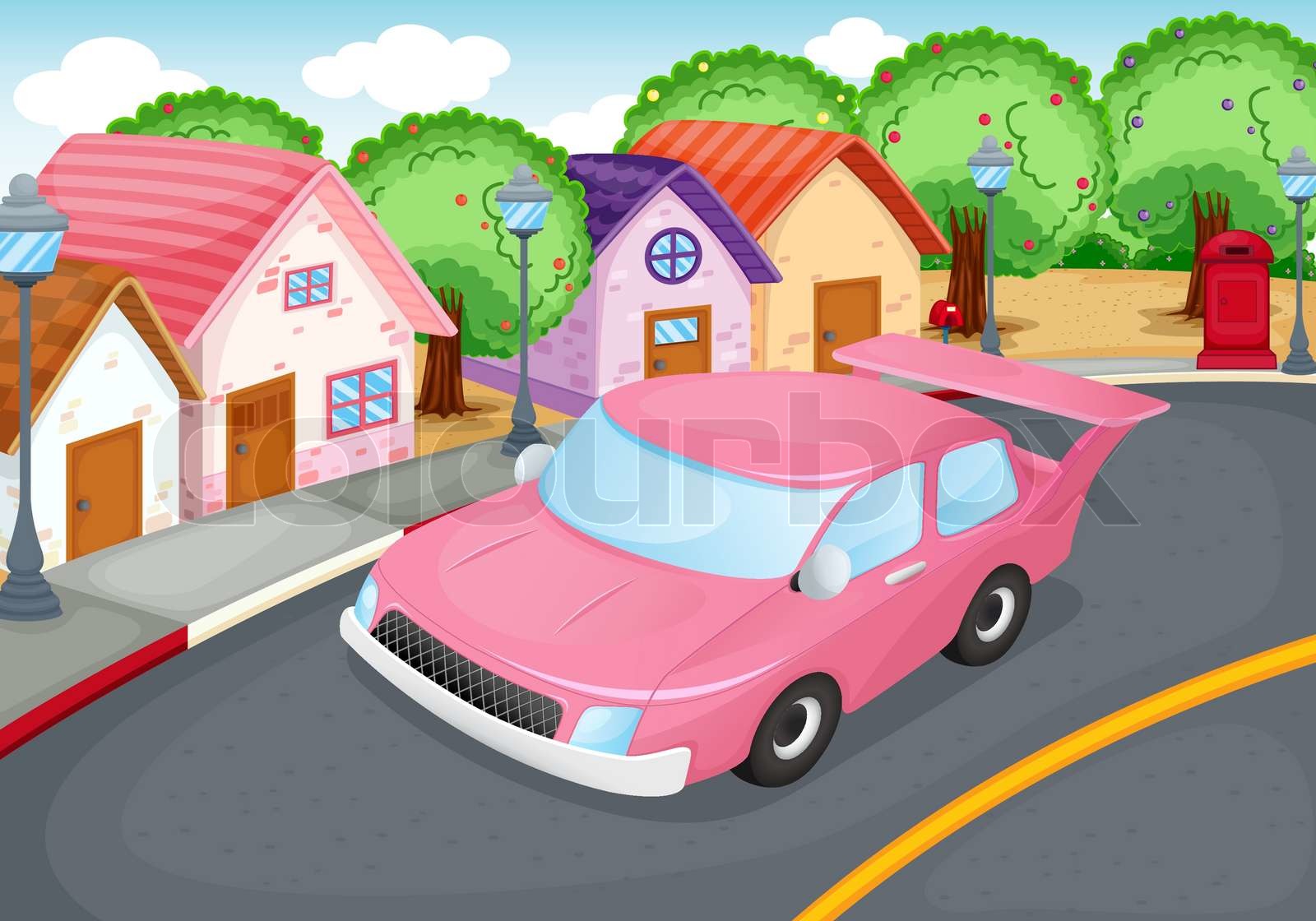 Car driving on road | Stock vector | Colourbox