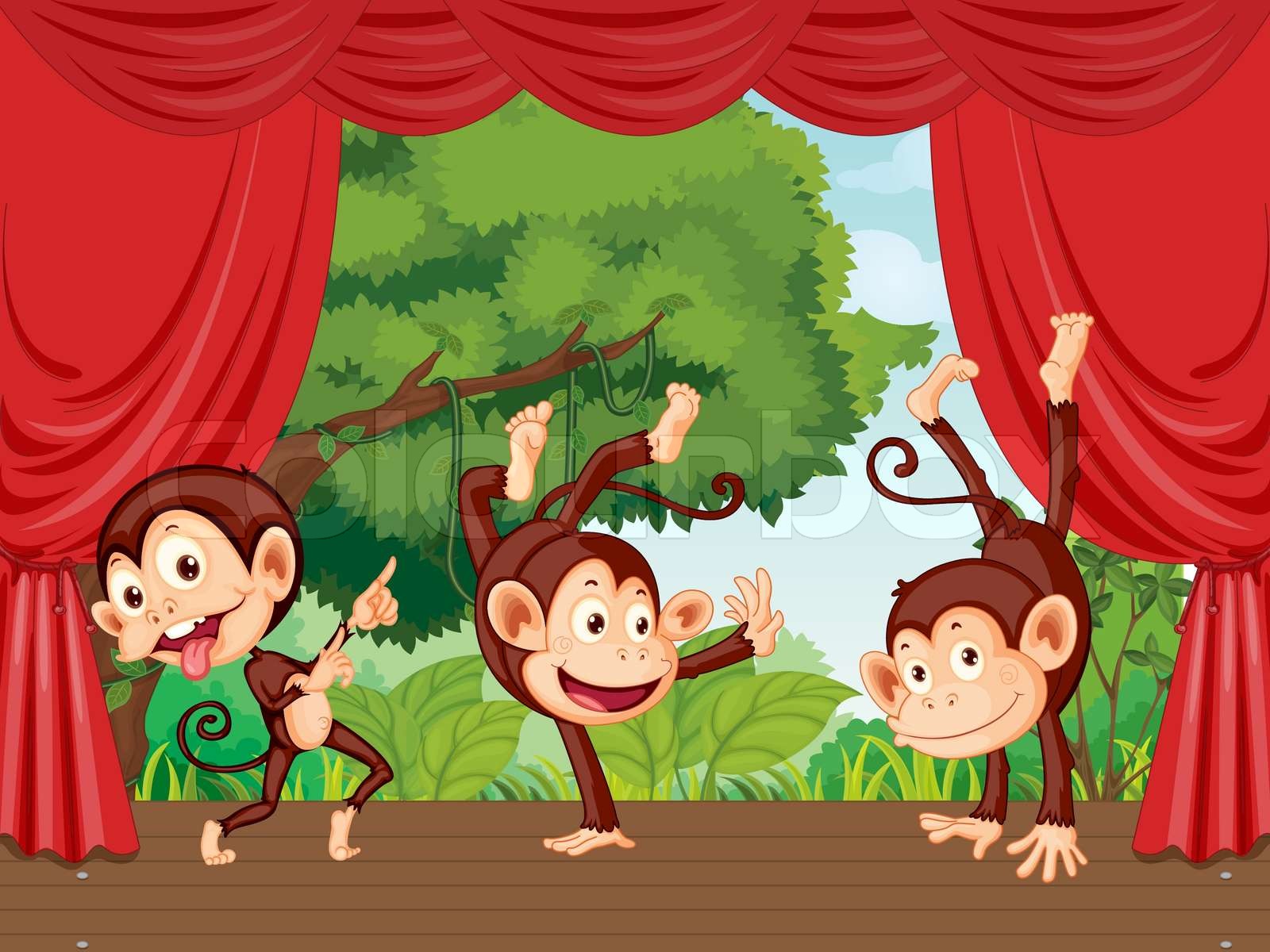 Monkeys on stage | Stock vector | Colourbox