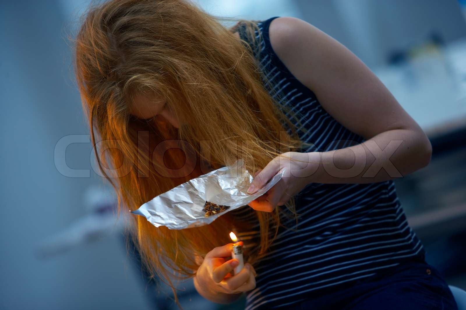 Portrait of a female drug addict | Stock image | Colourbox