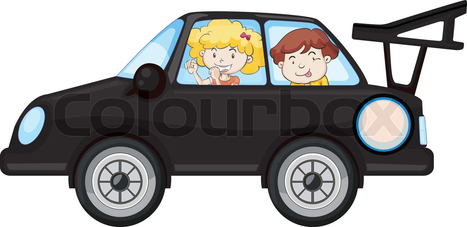 kids in a car | Stock vector | Colourbox