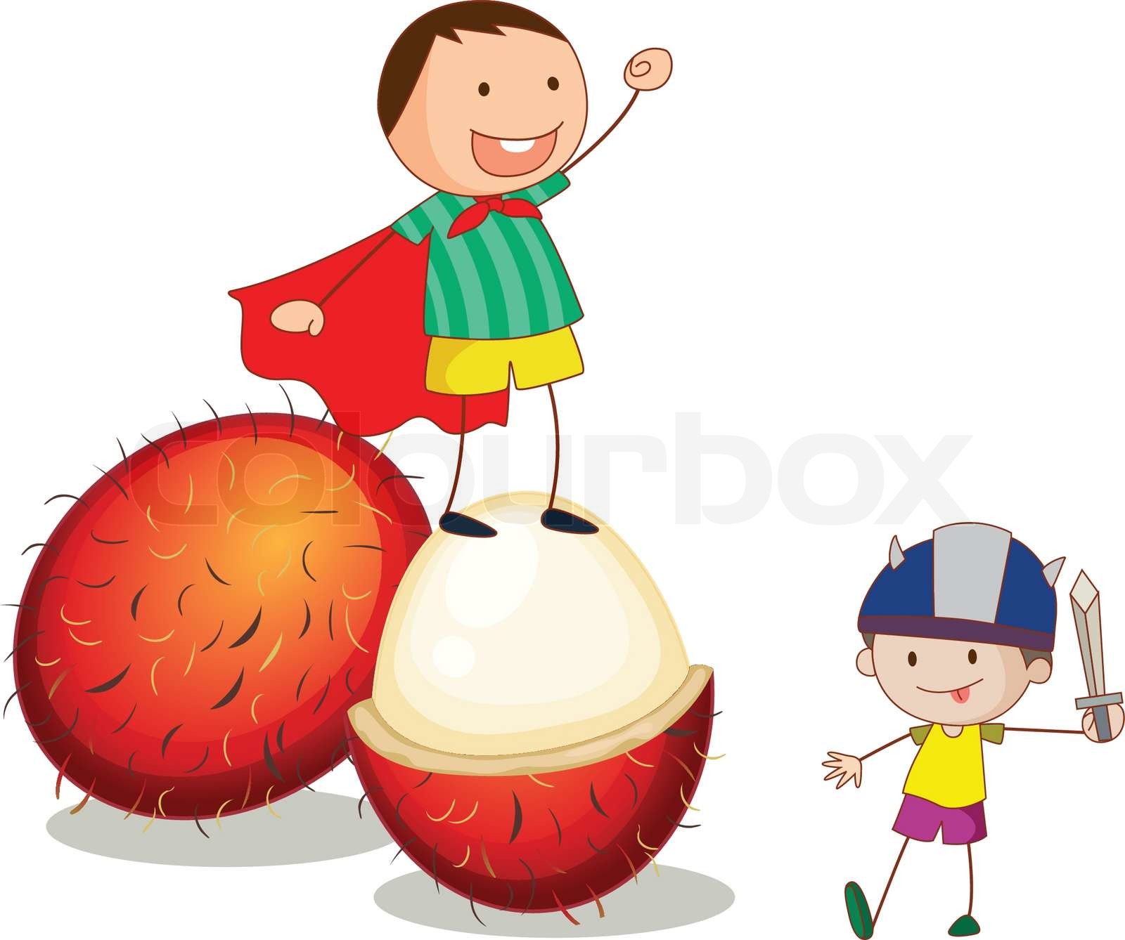 boys and fruit | Stock vector | Colourbox
