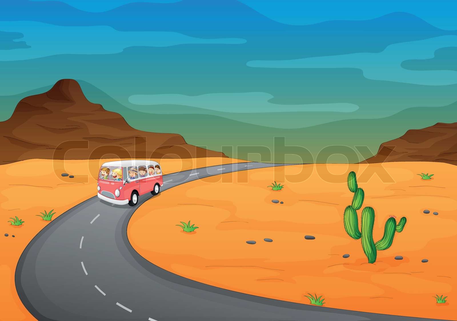 bus in a desert | Stock vector | Colourbox