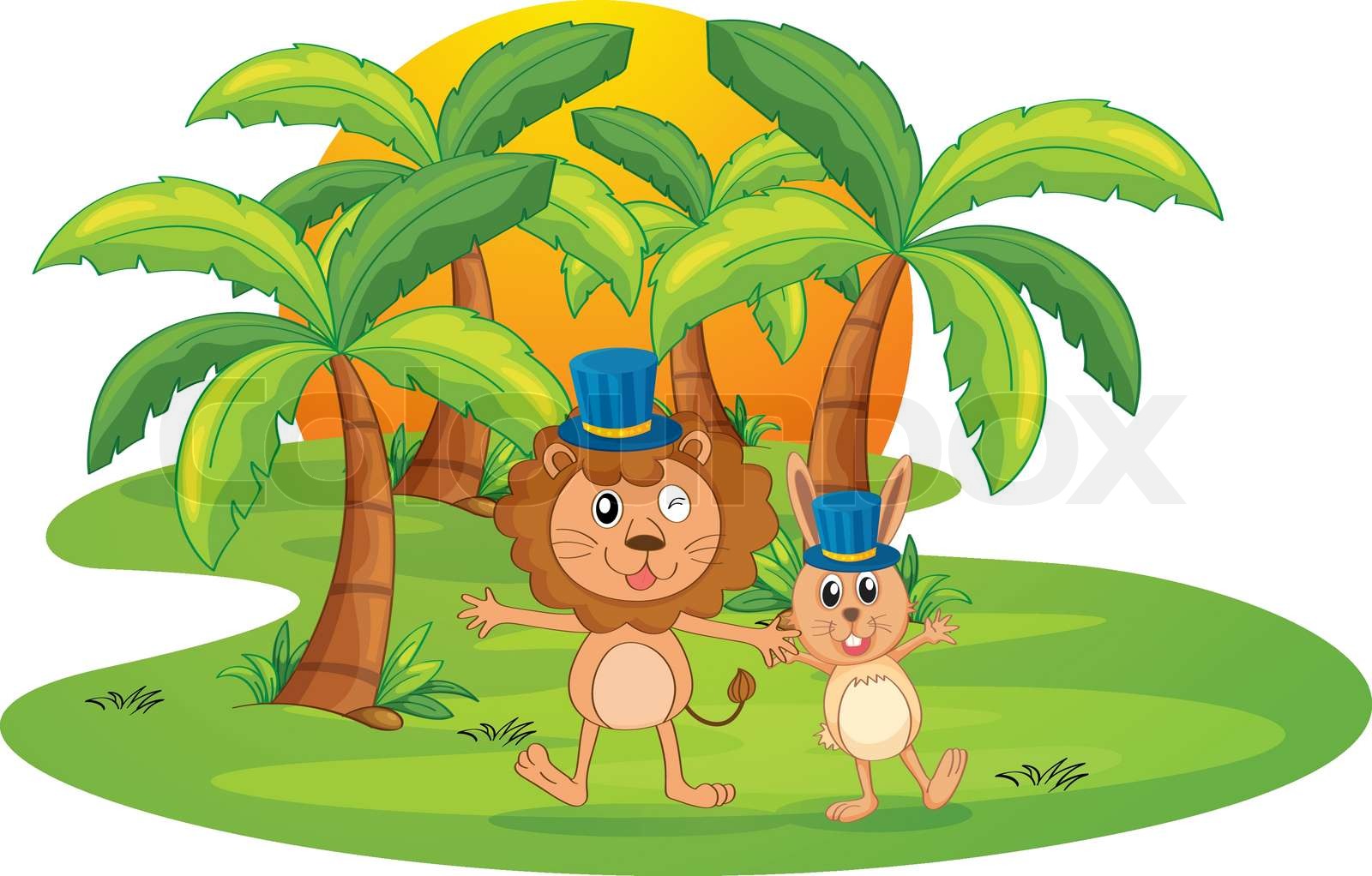 a lion and rabbit | Stock vector | Colourbox