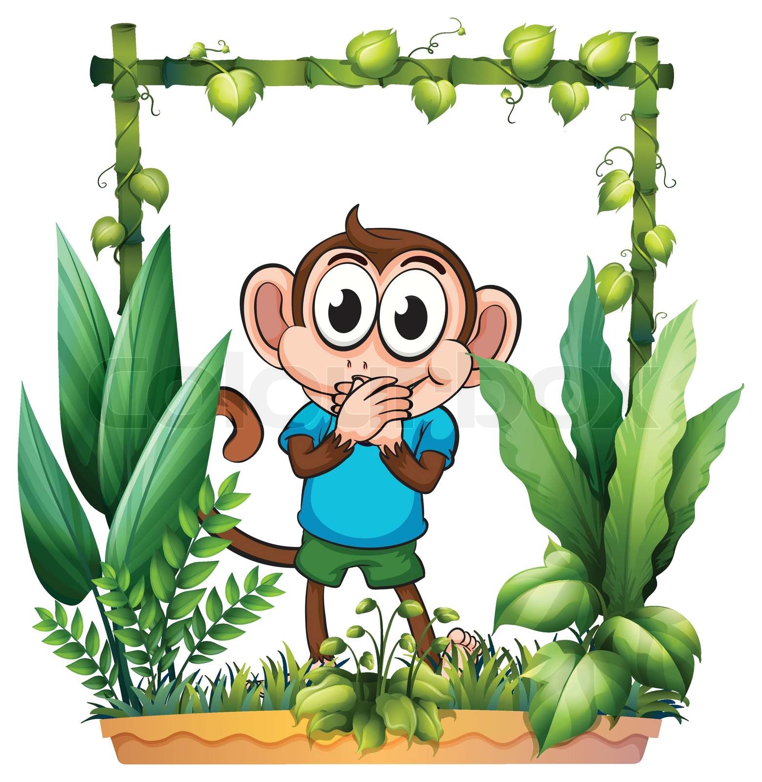 A monkey with a blue shirt | Stock vector | Colourbox