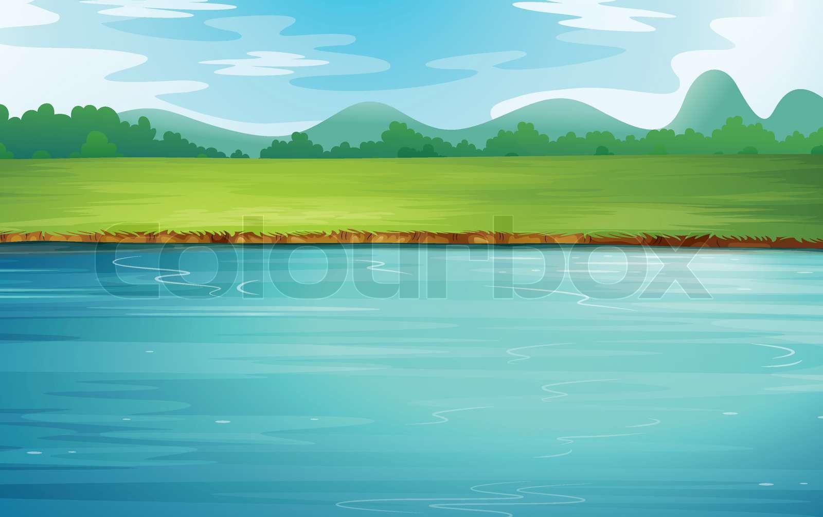 A river and a beautiful landscape | Stock vector | Colourbox