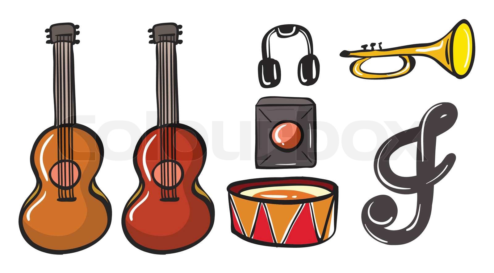 Verschiedene Musikinstrumente | Stock-Vektor | Colourbox