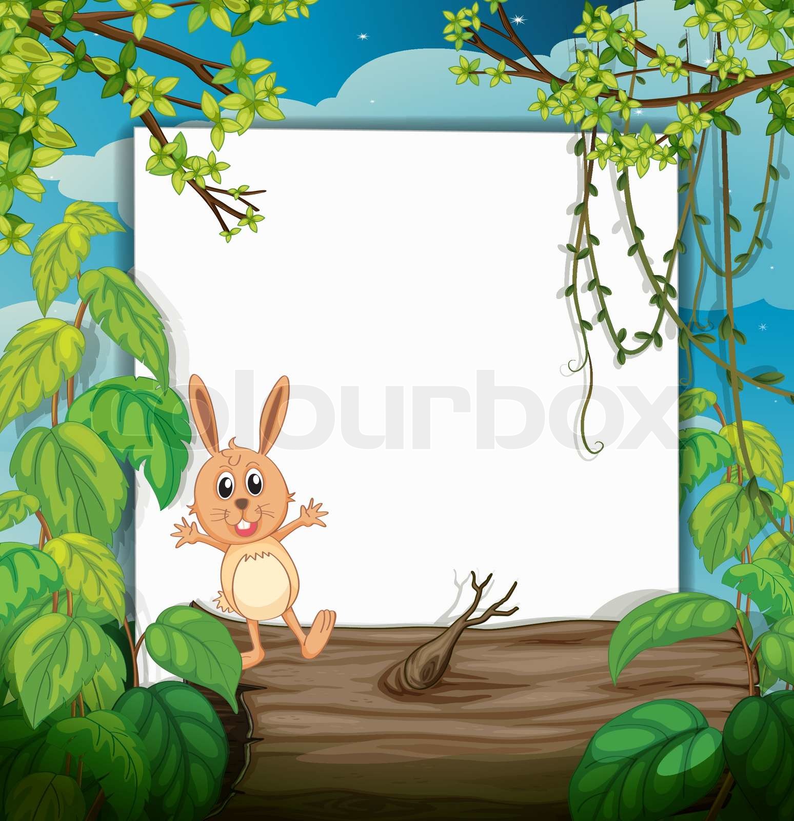 A rabbit on a trunk | Stock vector | Colourbox