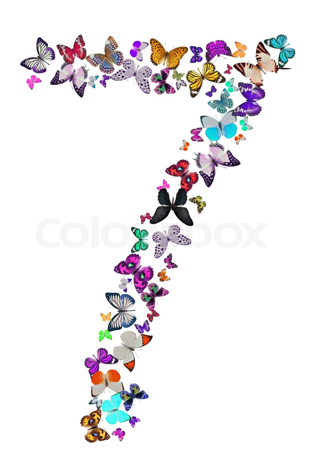 Number seven composed by butterflies | Stock image | Colourbox
