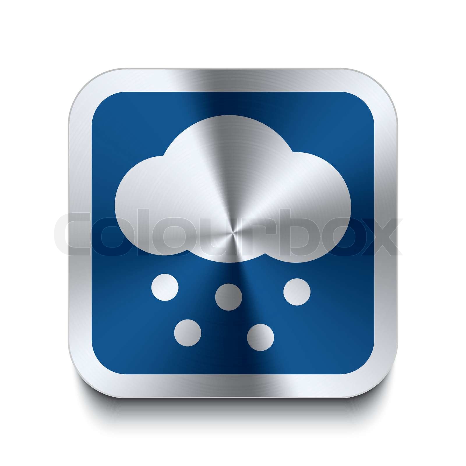Quadratischer metall knopf - wolke hagel icon - blau | Stock-Vektor ...