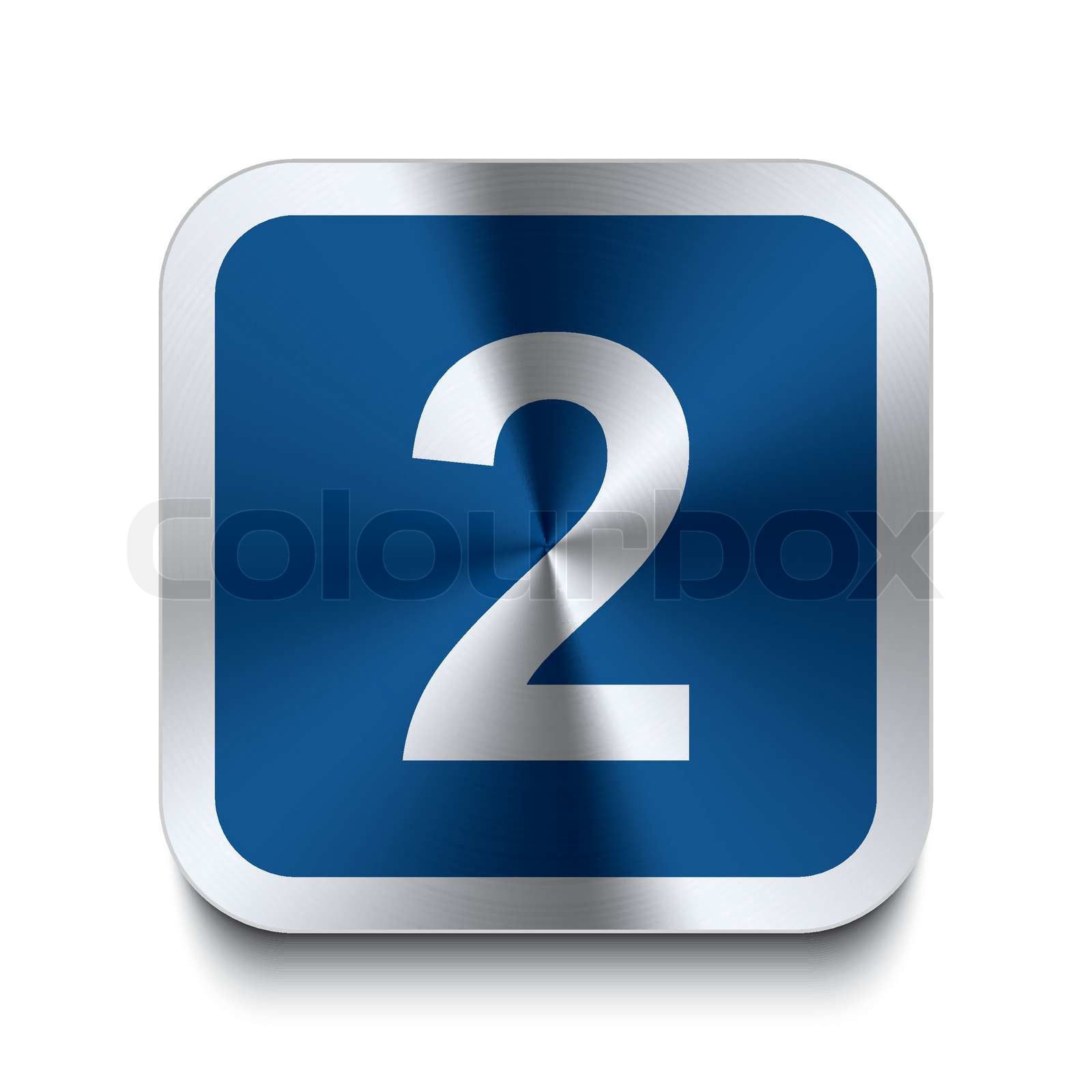 Square metal button - blue number - 2 | Stock vector | Colourbox