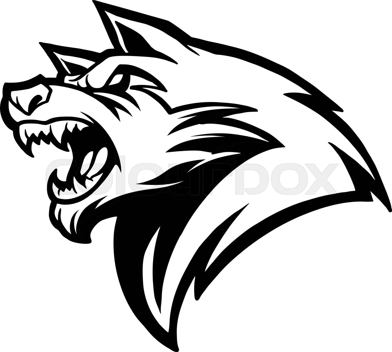 Wolf Head Side Drawing Monochrome | Stock vector | Colourbox